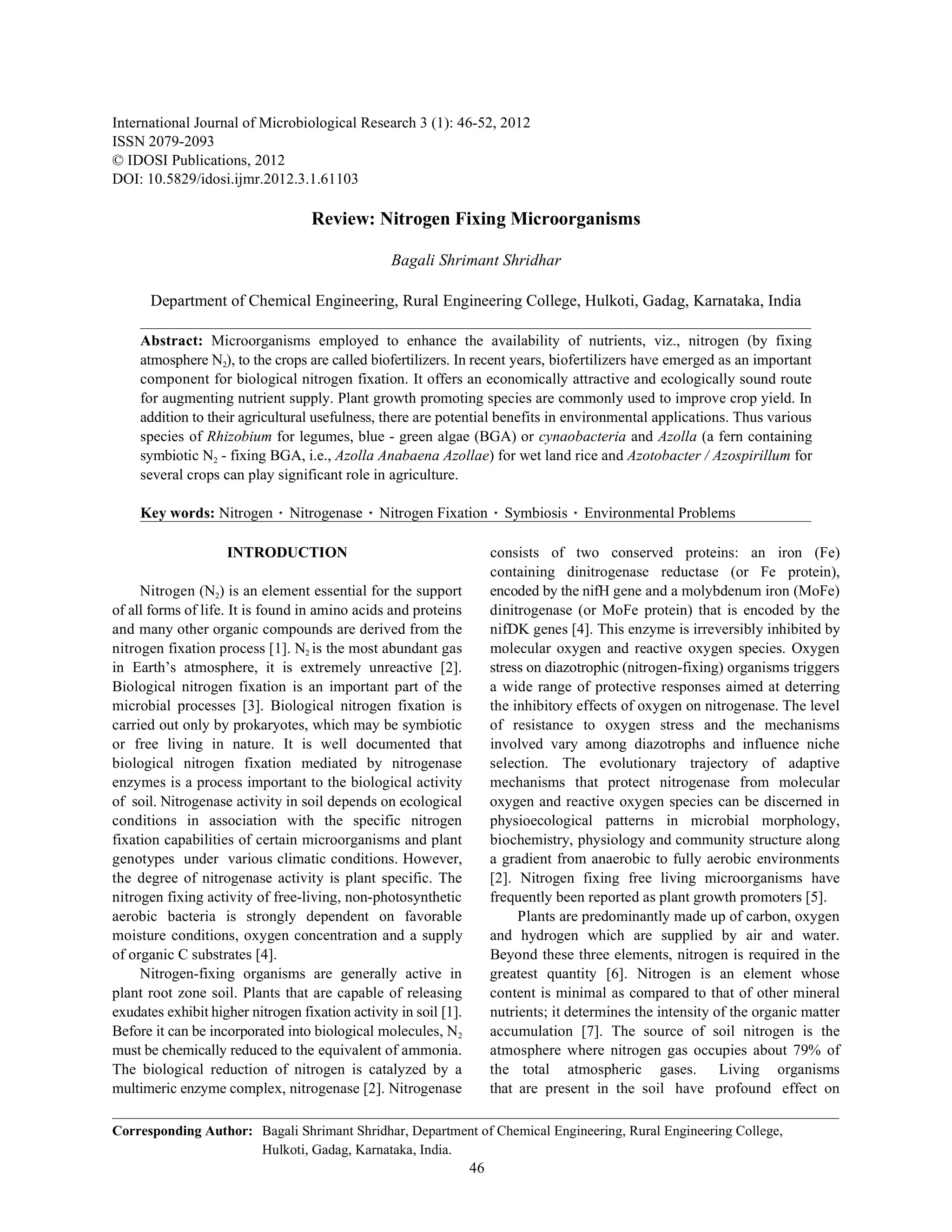 Nitrogen fixing microorganisms | PDF