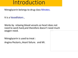 Nitroglycerine drug. ppt | PPTX