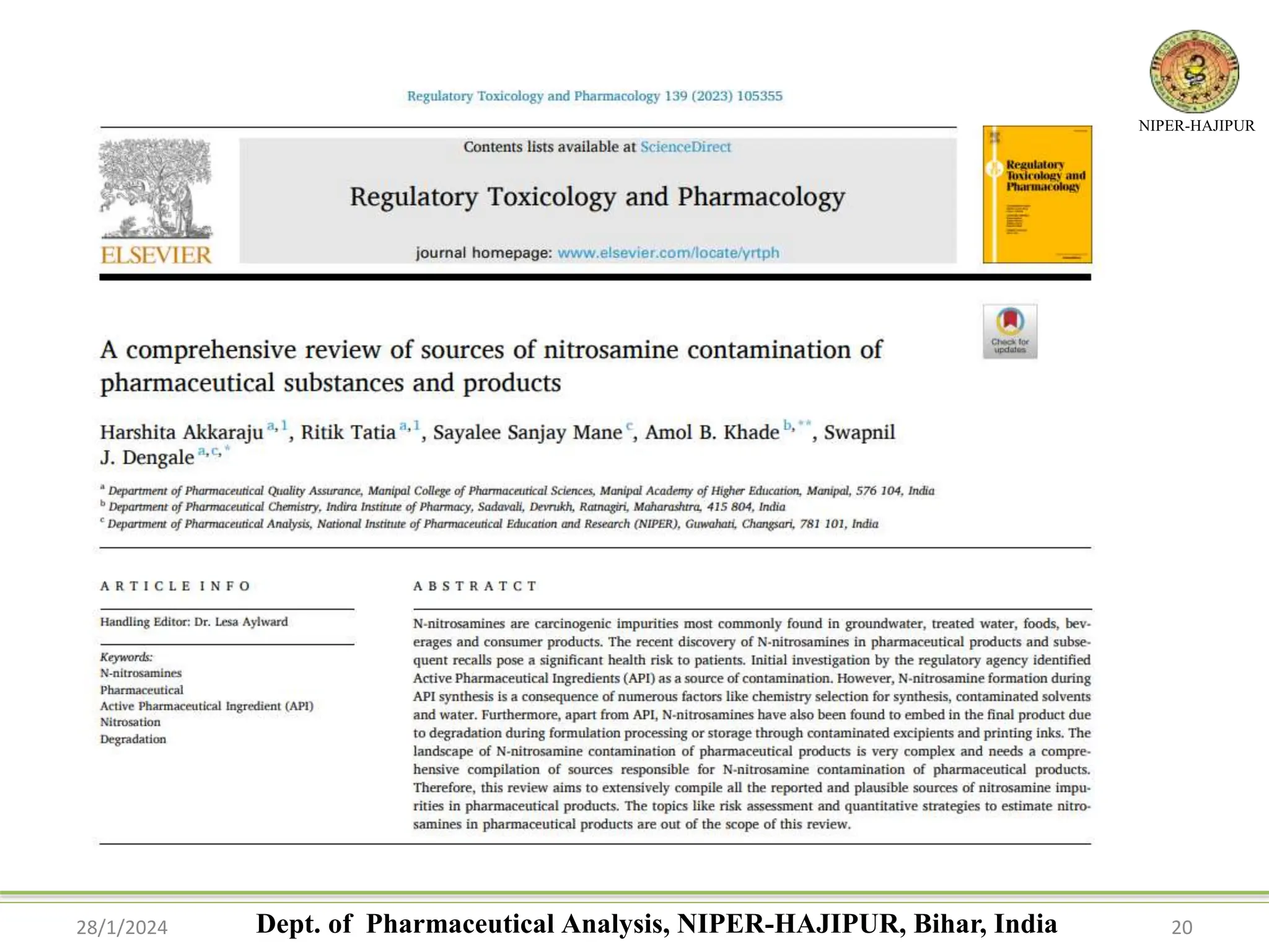 Nitrosamine and Nitrosamine Drug Substance-Related Impurities (NDSRIs.pptx