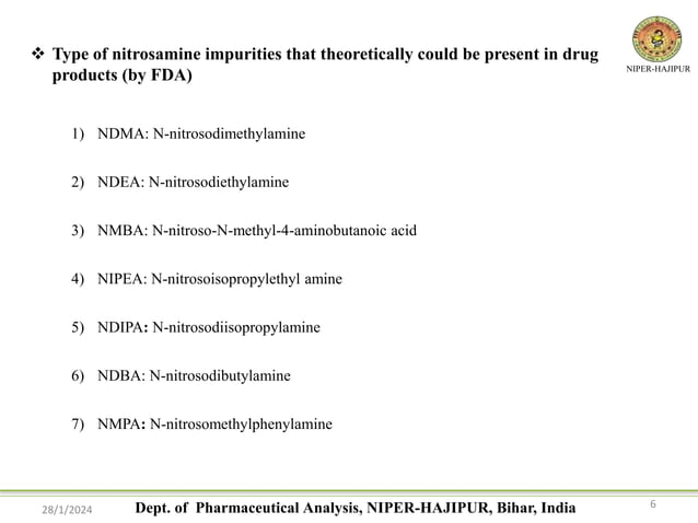 Nitrosamine and Nitrosamine Drug Substance-Related Impurities (NDSRIs ...