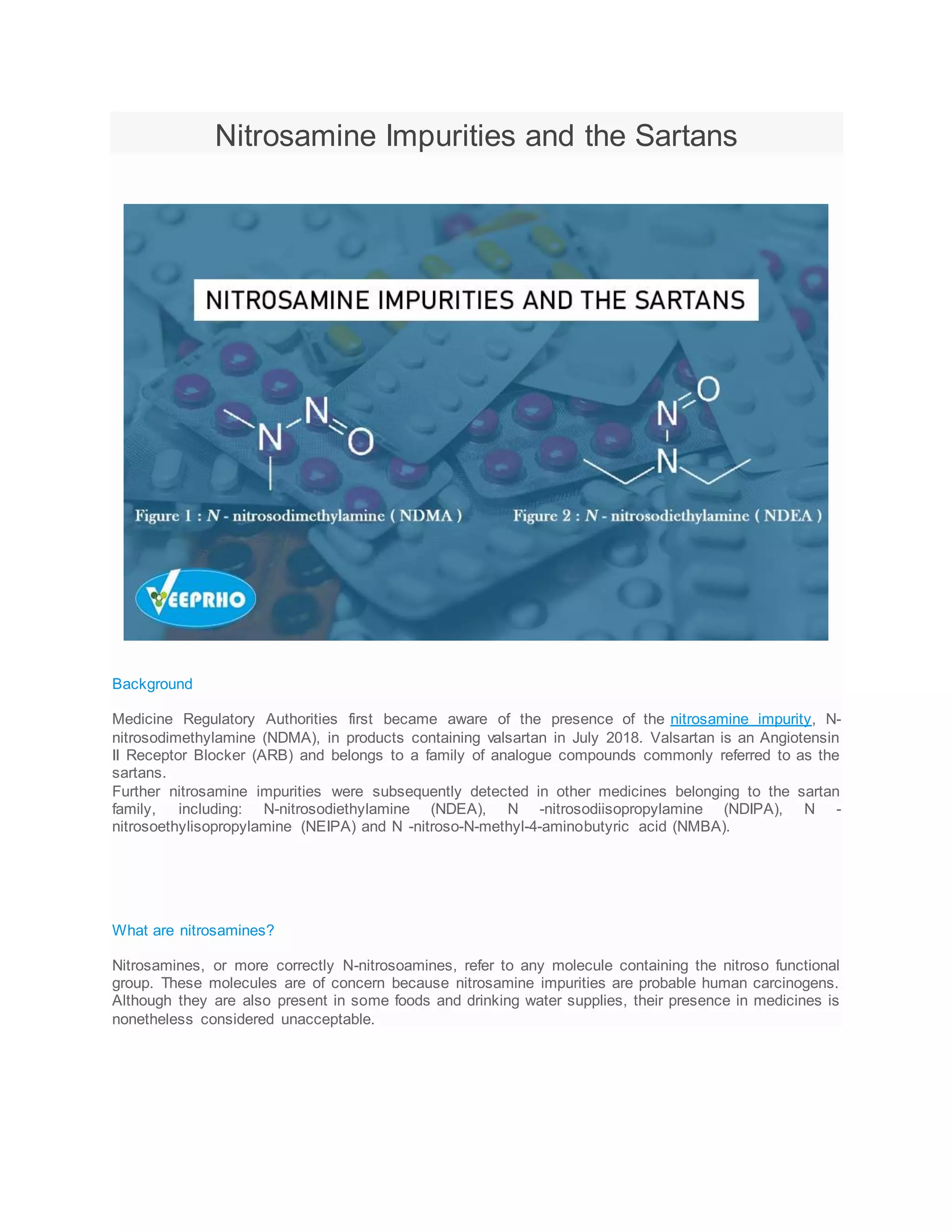 Nitrosamine impurities and the sartans | DOCX