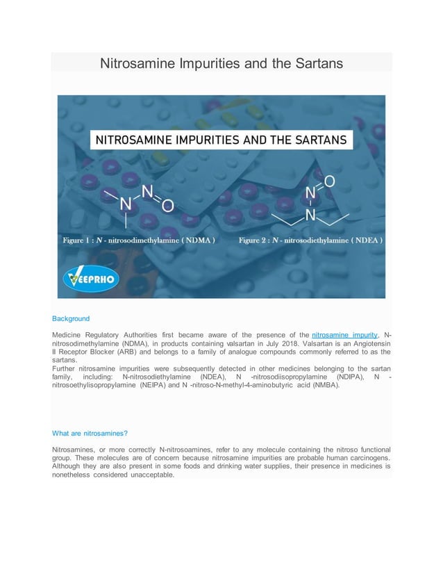 Nitrosamine impurities and the sartans | DOCX | Chemistry | Science