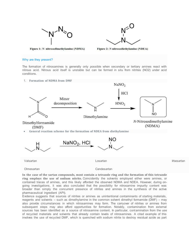 Nitrosamine impurities and the sartans | DOCX | Chemistry | Science