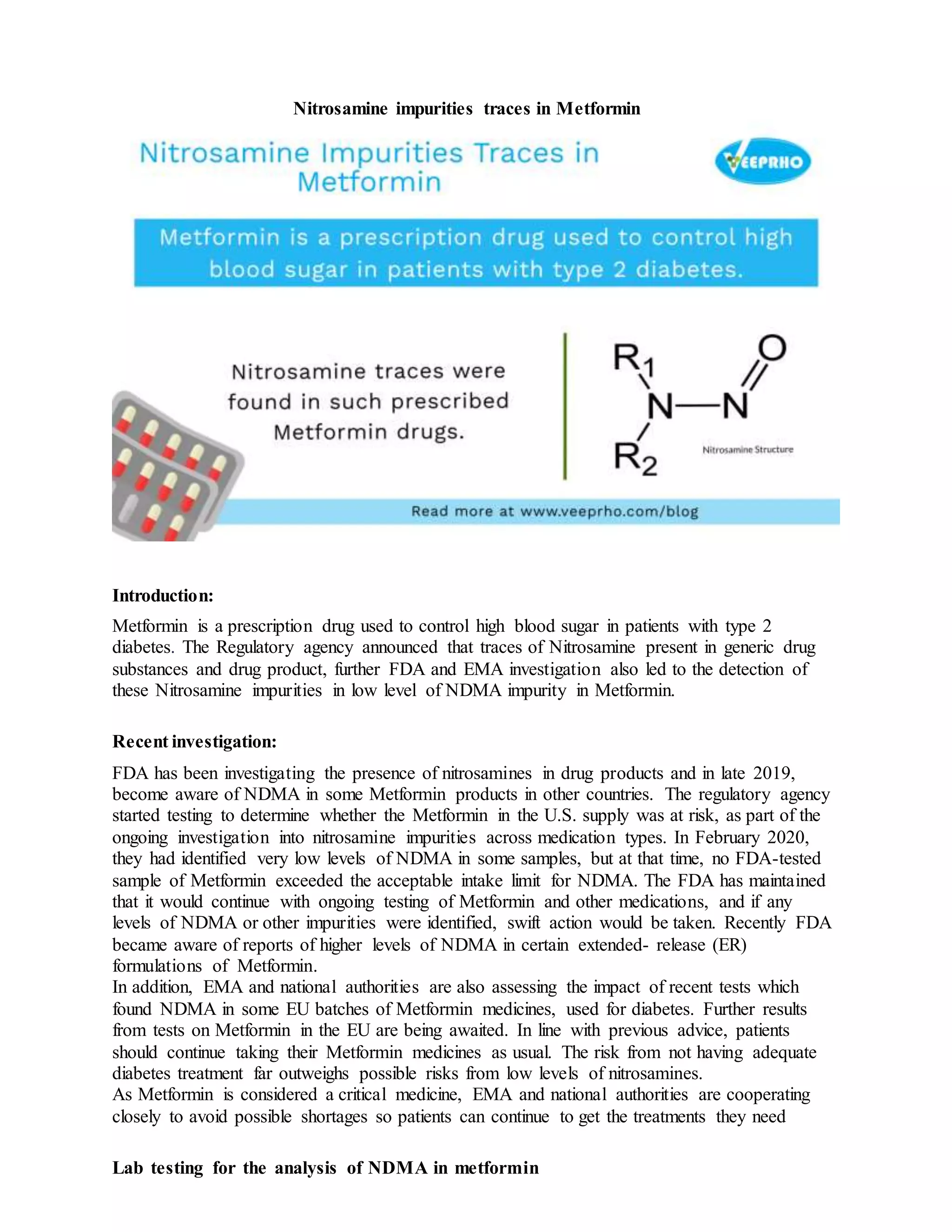 Nitrosamine impurities traces in metformin | DOCX