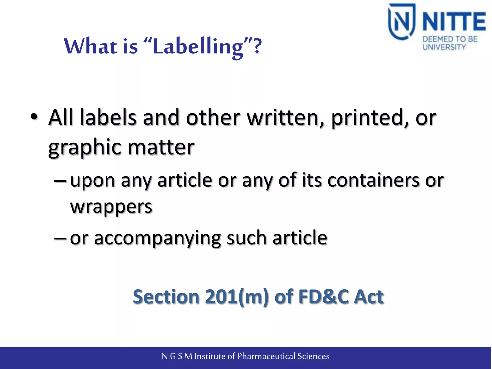 Quality System Requirements 21 CFR Part 820 and Labelling Requirements ...