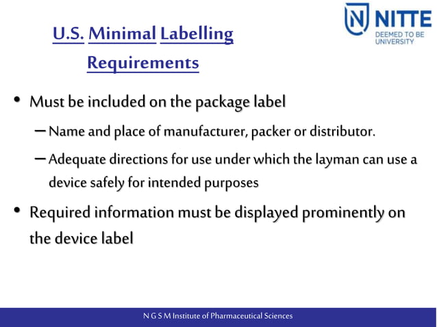 Quality System Requirements 21 CFR Part 820 and Labelling Requirements ...