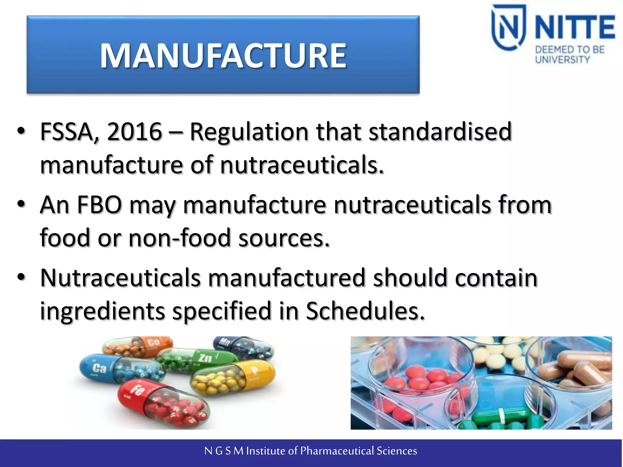 FSSAI REGULATIONS FOR THE IMPORT, MANUFACTURE AND SALE OF ...