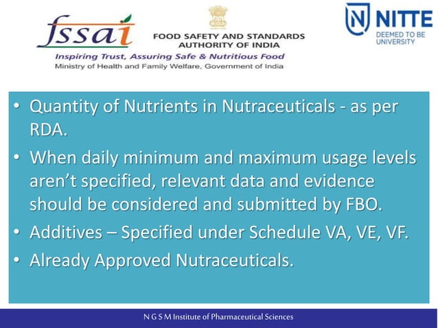 FSSAI REGULATIONS FOR THE IMPORT, MANUFACTURE AND SALE OF ...
