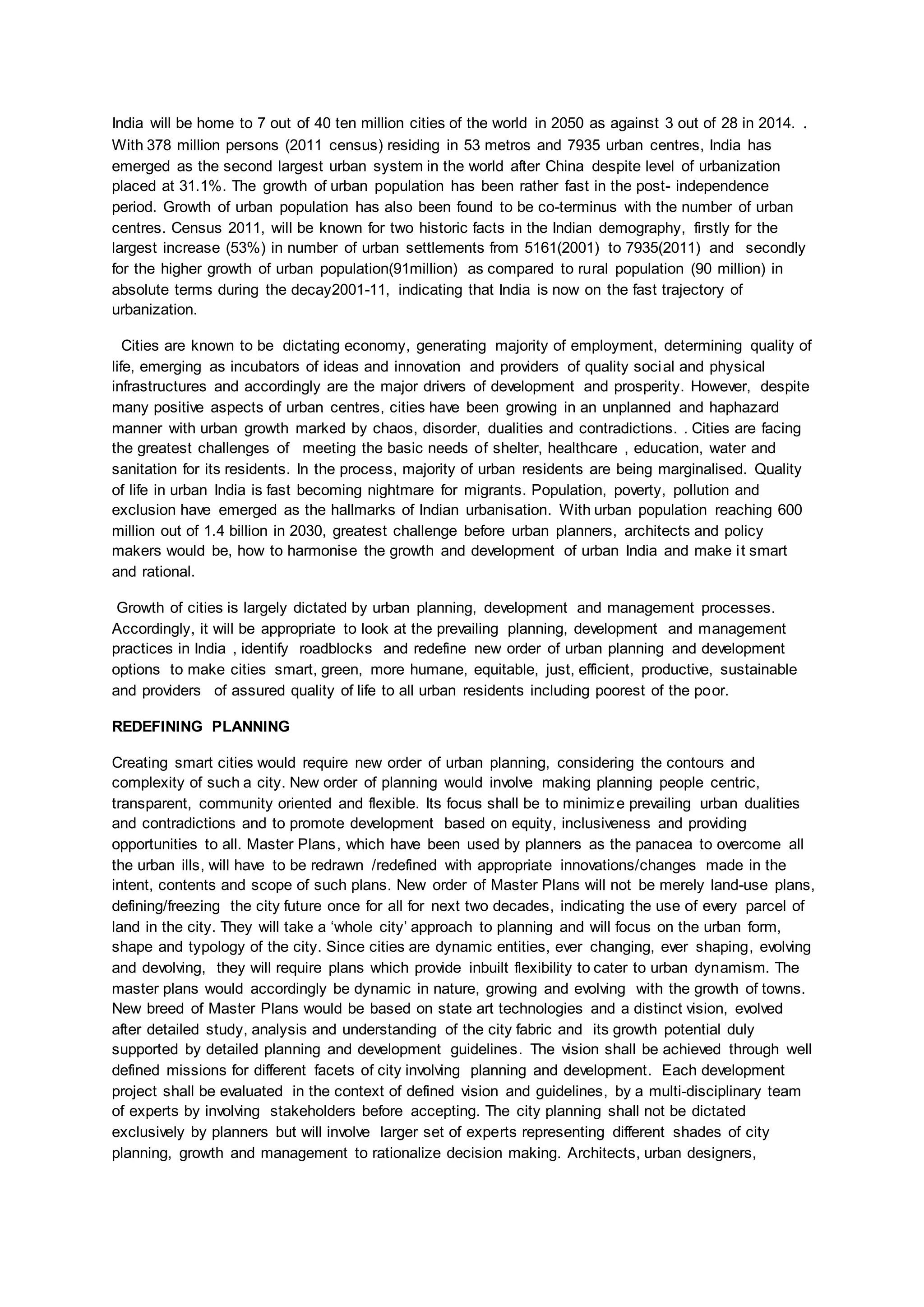 Strategies for Planning Smart Cities in India | DOCX