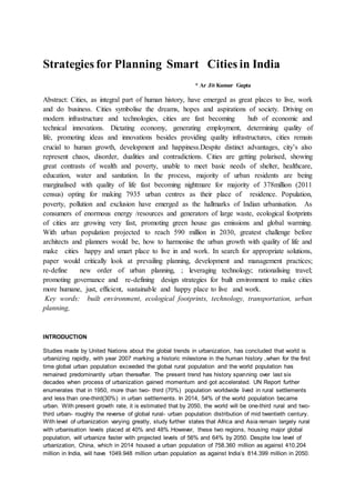 Strategies for Planning Smart Cities in India | DOCX
