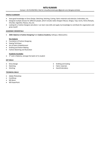 Nitu kumari resume | PDF