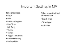 Non Invasive Ventilation (NIV) | PPTX