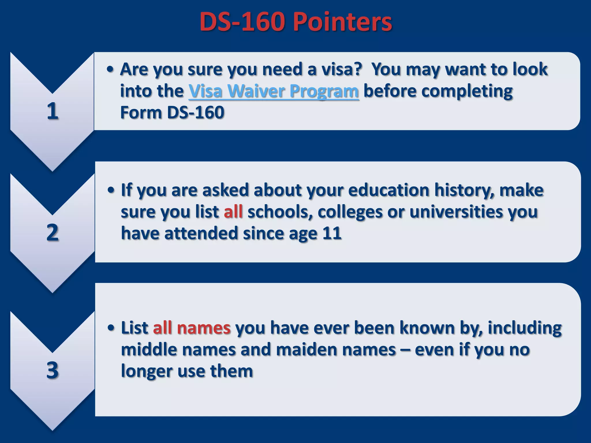 U.S. Nonimmigrant Visas: Completing Form DS-160 | PPTX