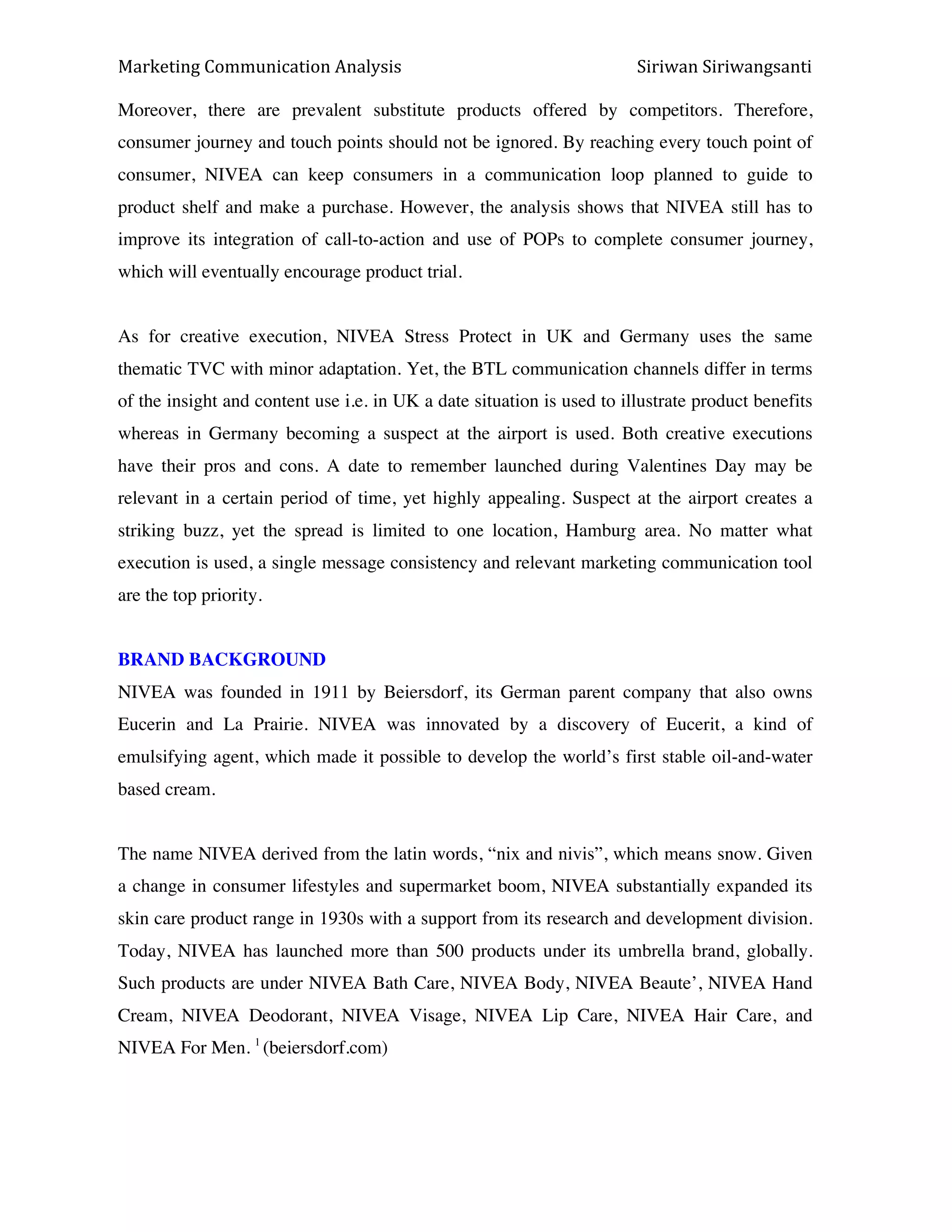 NIVEA Marketing Communication Analysis | PDF