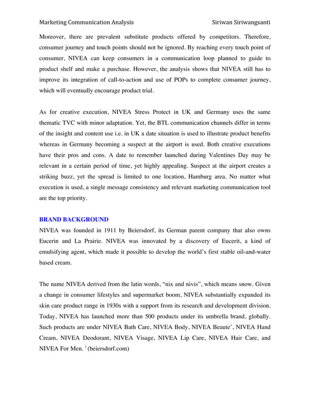 NIVEA Marketing Communication Analysis | PDF