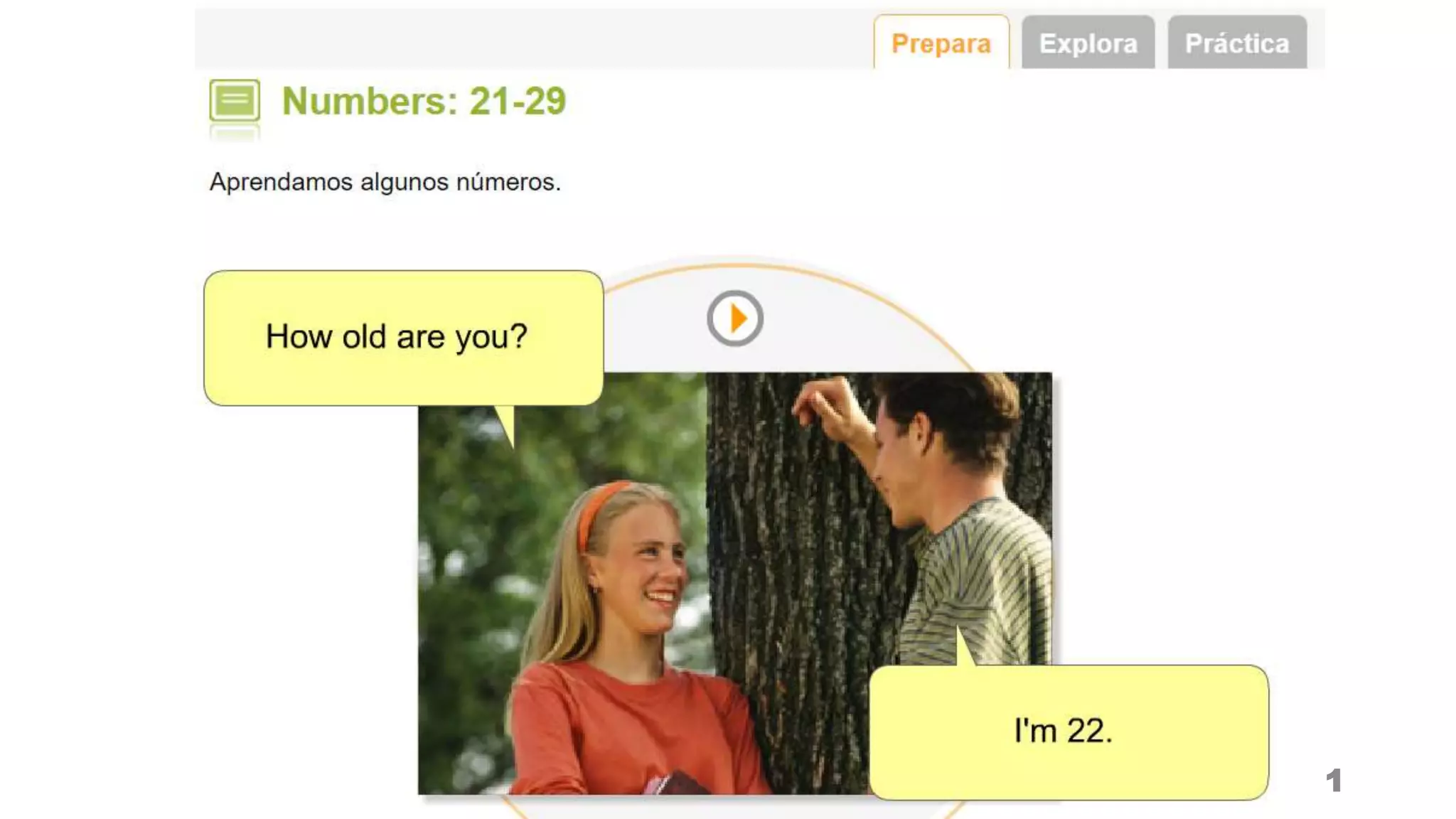 Nivel A1 - Unit 1 - Lesson 7 - Numbers 21 - 29 - vocabulario | PPT