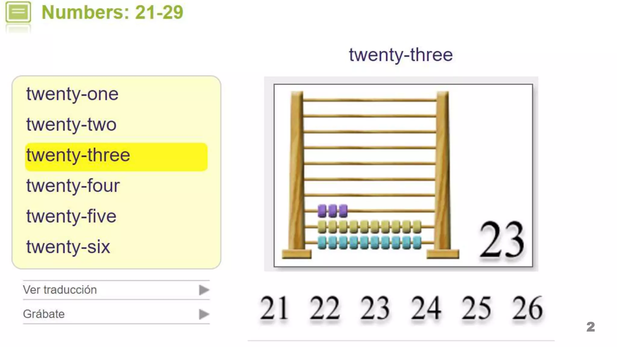 Nivel A1 - Unit 1 - Lesson 7 - Numbers 21 - 29 - vocabulario | PPTX