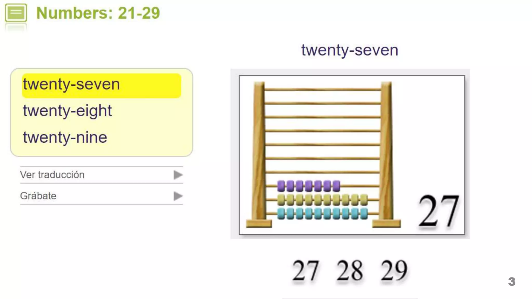 Nivel A1 - Unit 1 - Lesson 7 - Numbers 21 - 29 - vocabulario | PPTX