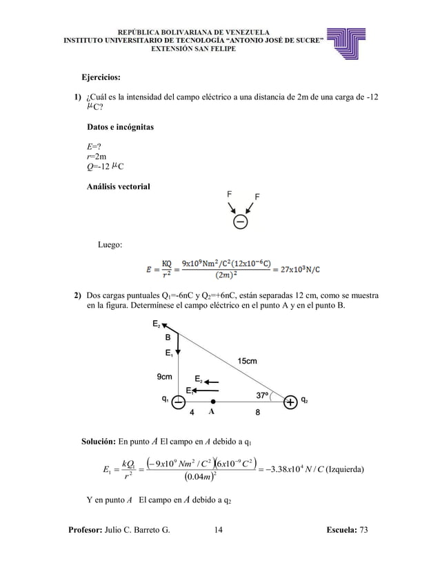 Nivelacion y ejercicios resueltos de fisica ii escuela 73 | PDF