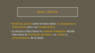 Niveles de comprensión lectora | PPTX