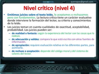 Niveles de compresión lectora | PPTX