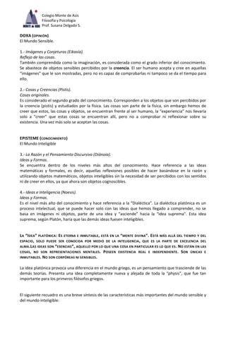 Niveles de conocimiento según platón monte de asís | DOCX