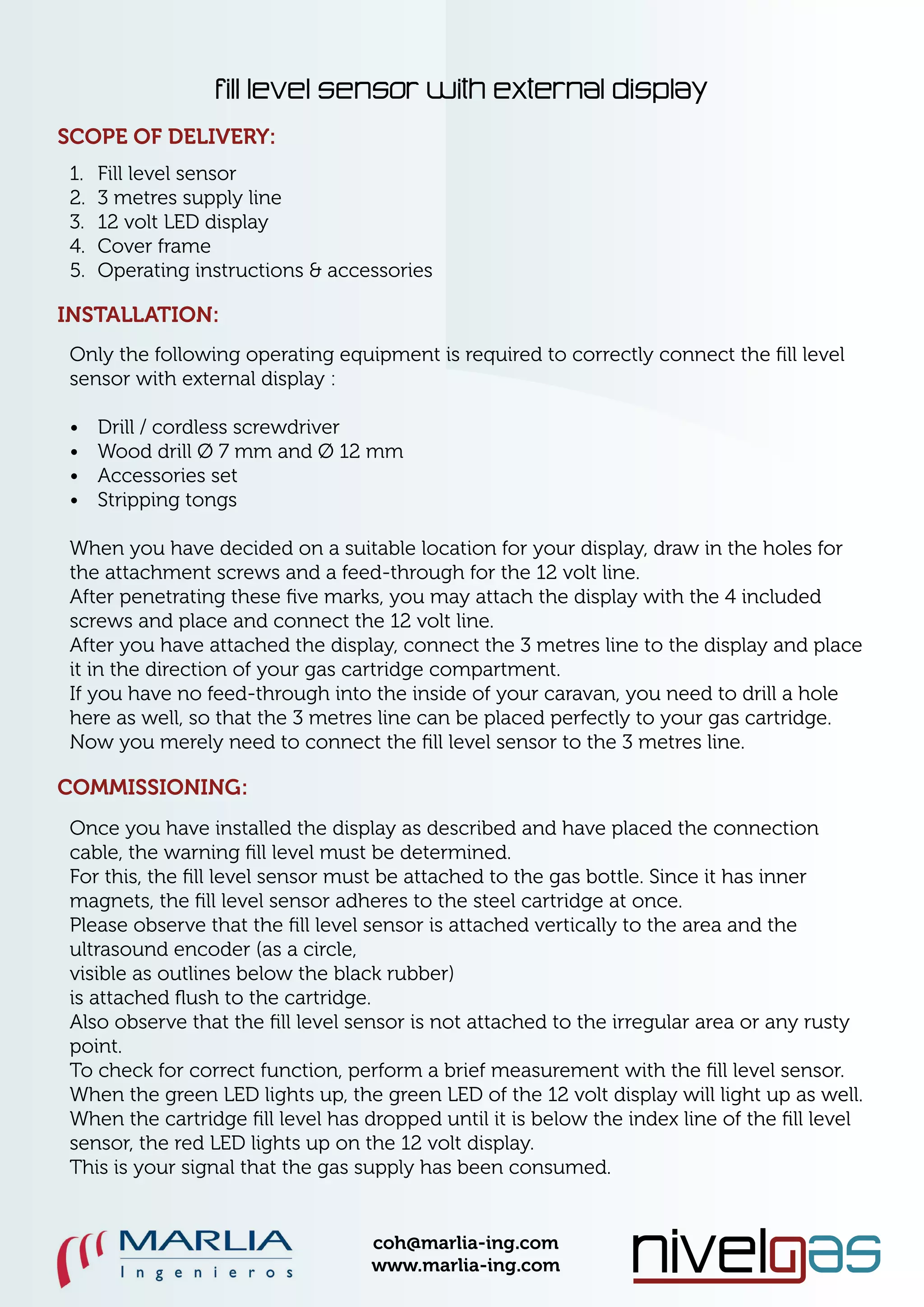 Nivelgas level indicator for LPG gas bottles and cylinders | PDF