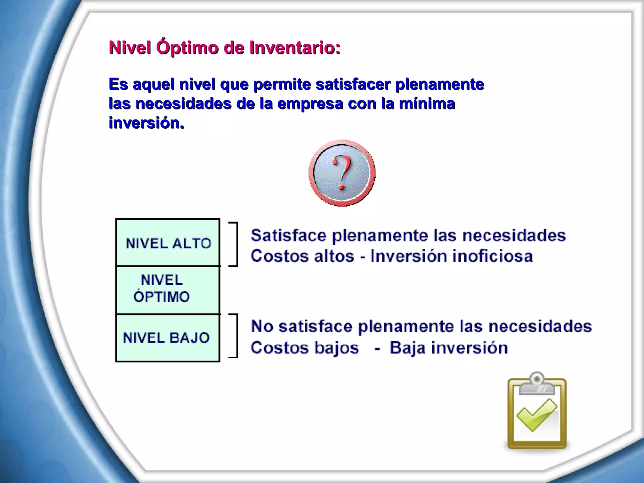 Nivel Óptimo Inventario | PPT