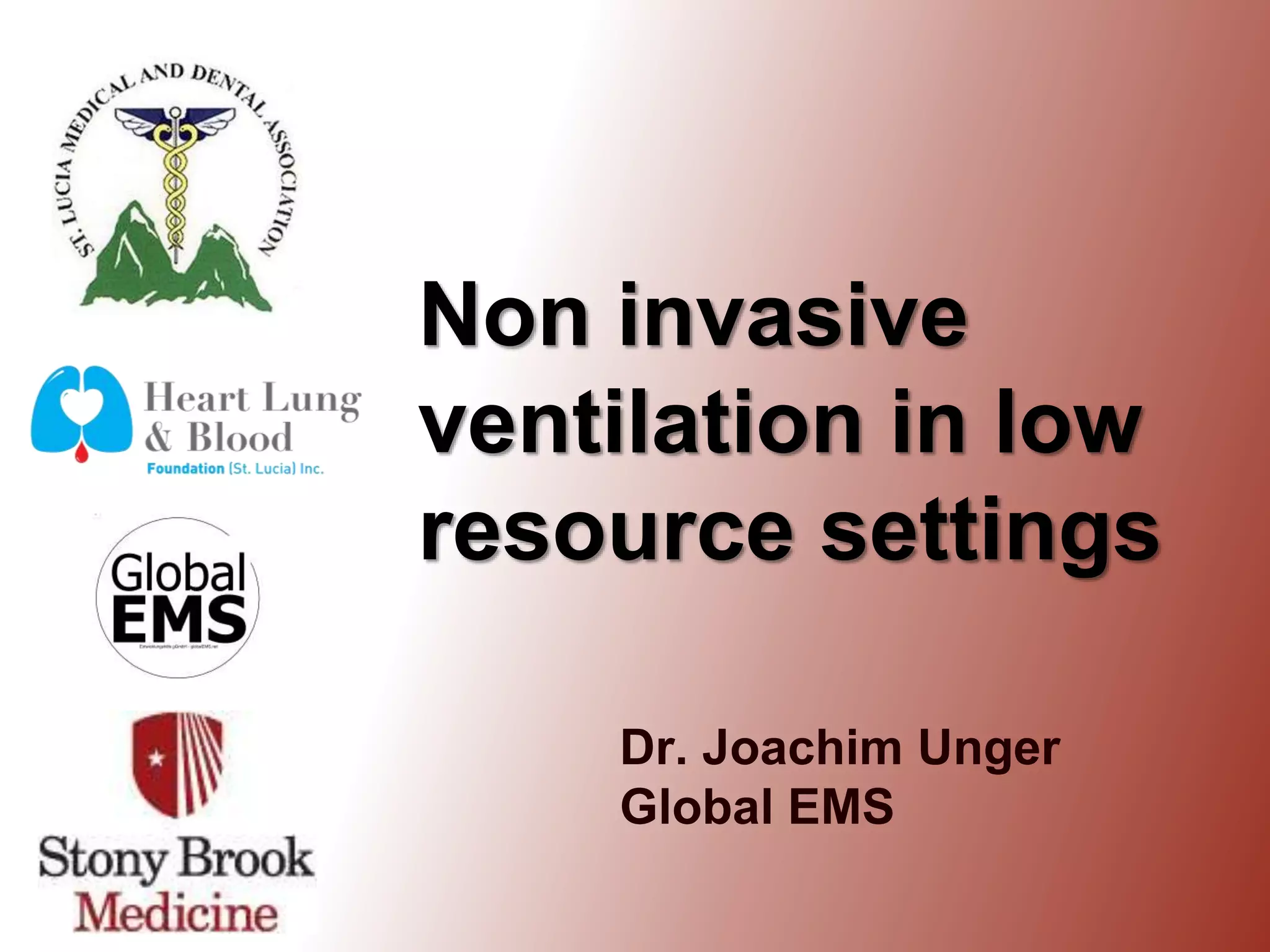 Non invasive ventilation (NIV) in low resource settings | PPTX