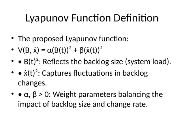 Stability Analysis of NIW Petition using Lyapunov | PPT