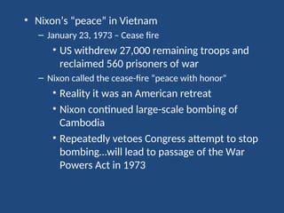 Nixon Adminstration Cold War Continues NOTES.ppt