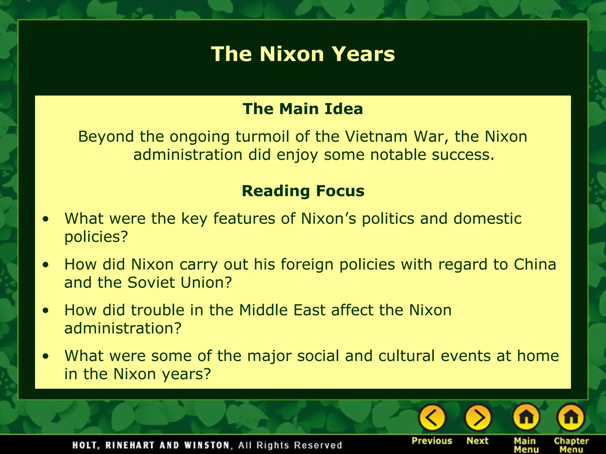 Nixon, Ford, & Carter | PPT