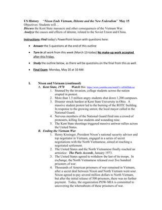 Nixon; Ending Vietnam, Detente and New Federalism | PDF