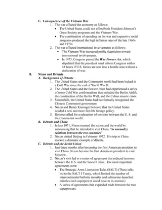 Nixon; Ending Vietnam, Detente and New Federalism | PDF