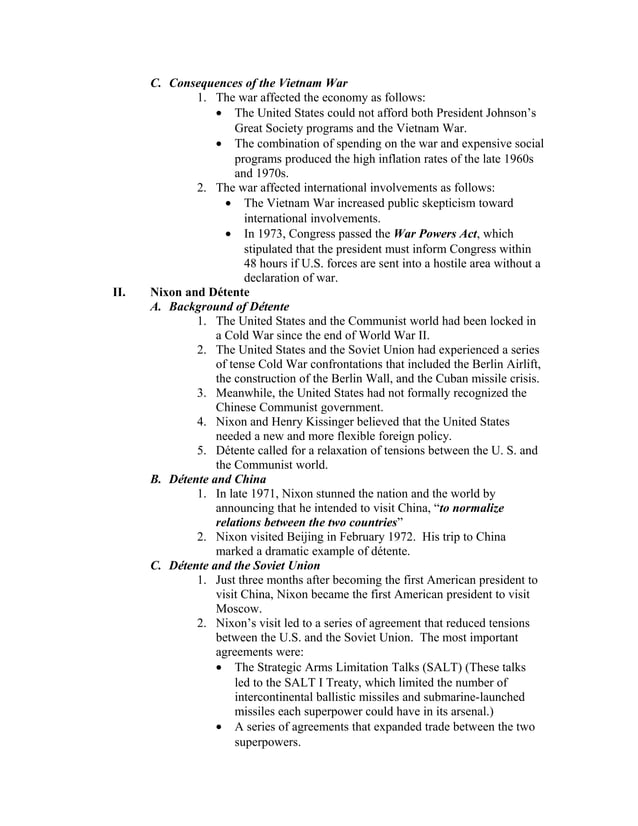 Nixon; Ending Vietnam, Detente and New Federalism | PDF