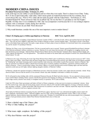 Nixon goes to china assignment | DOCX