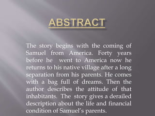 powerpoint presentation on a story 'son from america" | PPTX