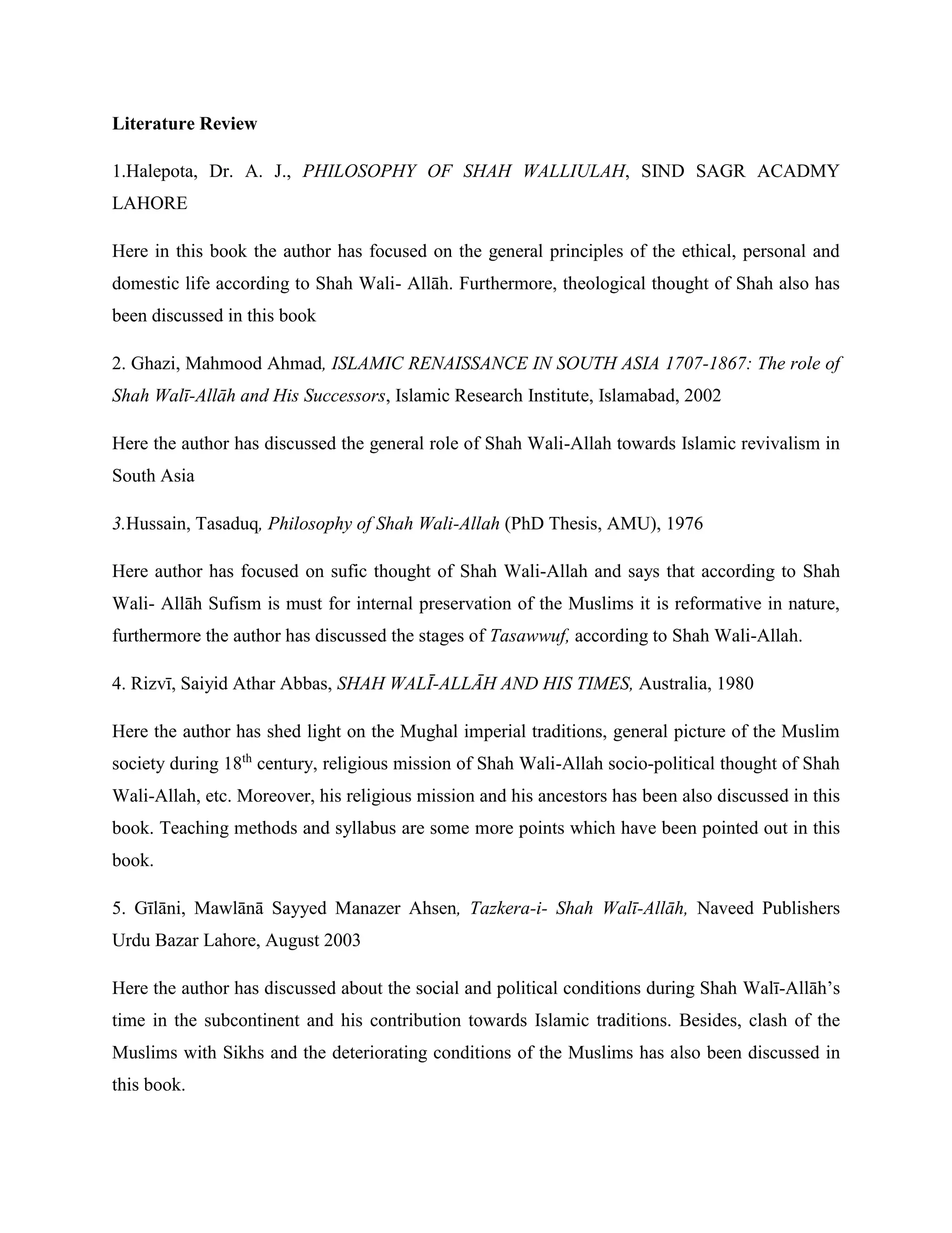 Shah Wali-Allah a great philosopher of Muslim World | DOCX