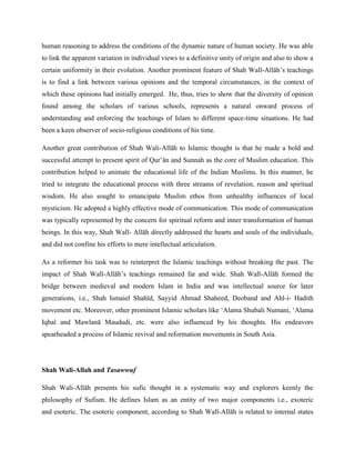 Shah Wali-Allah a great philosopher of Muslim World | DOCX