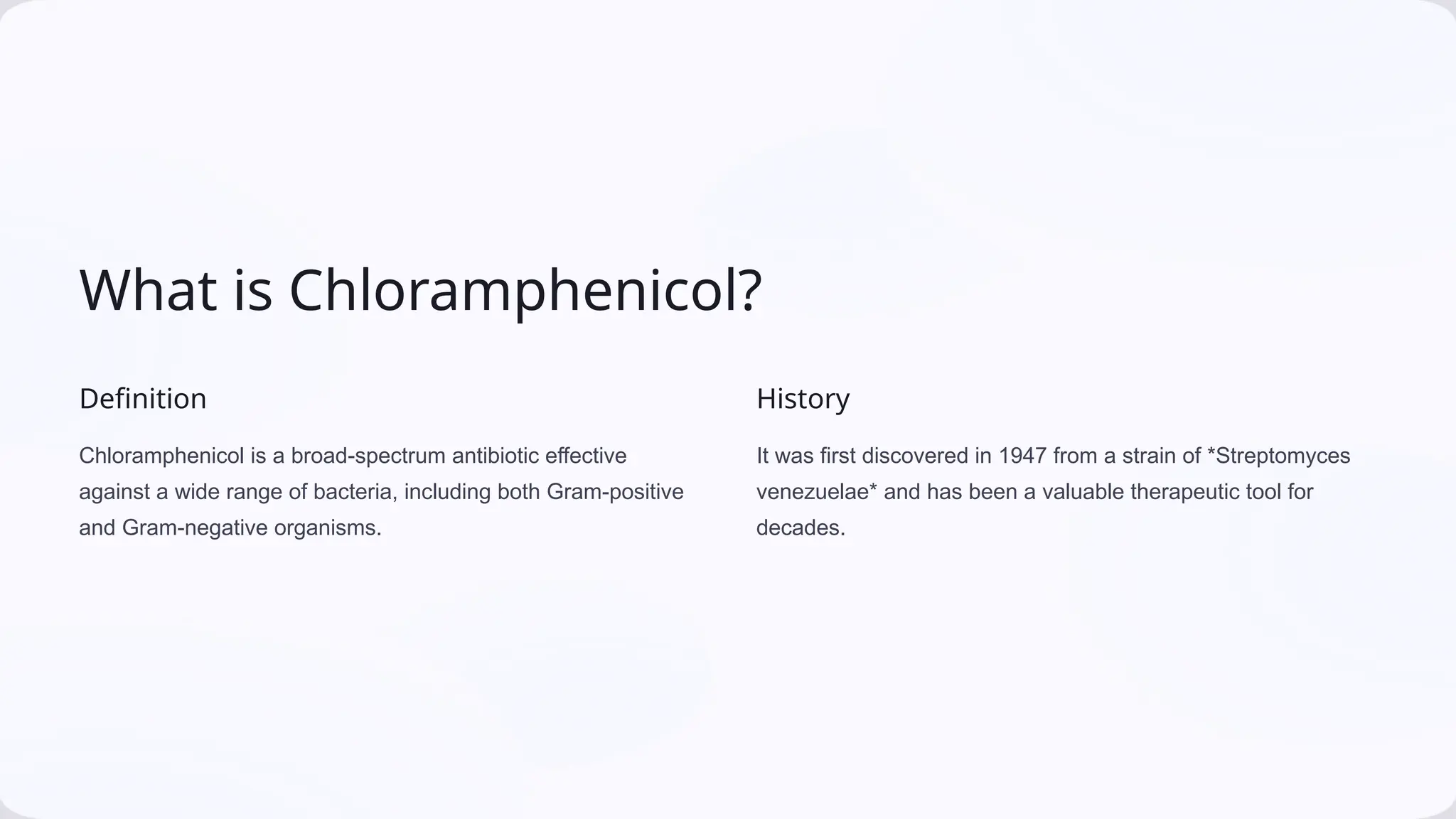 Chloramphenicol, mechanism of action, resistance, pharmacokinetics,Adr ...