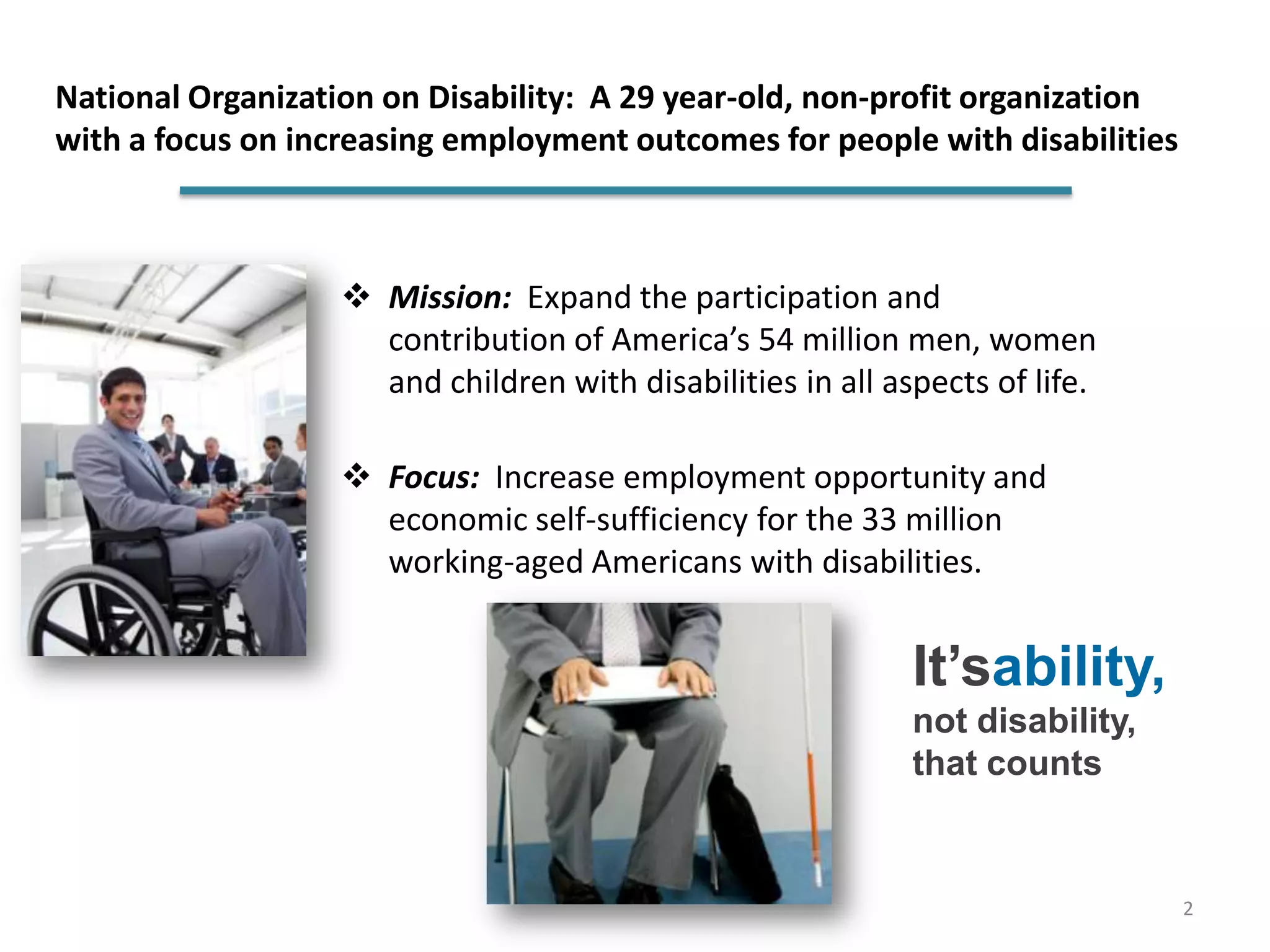 National Organization on Disability and the Bridges to Business Program ...