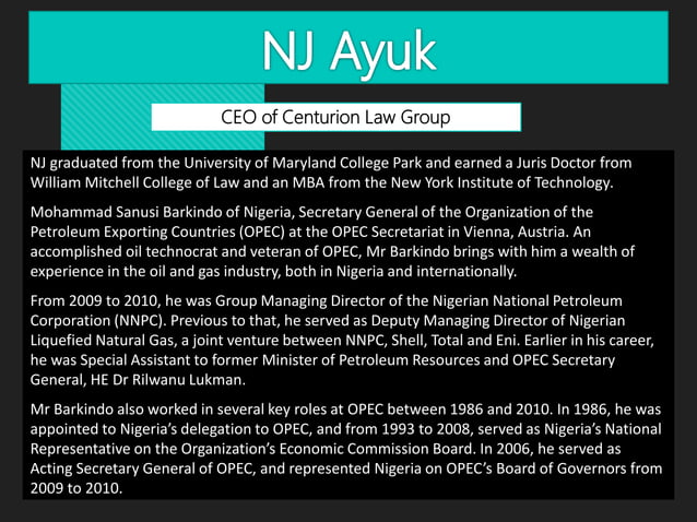 Nj Ayuk - CEO of Centurion Law Group | PPTX