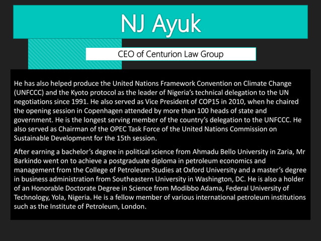 Nj Ayuk - CEO of Centurion Law Group | PPT