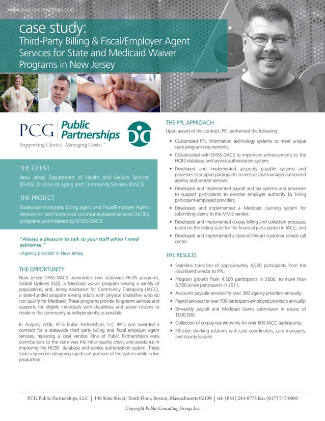 PCG Public Partnerships Case Study, New Jersey Department of Health and ...