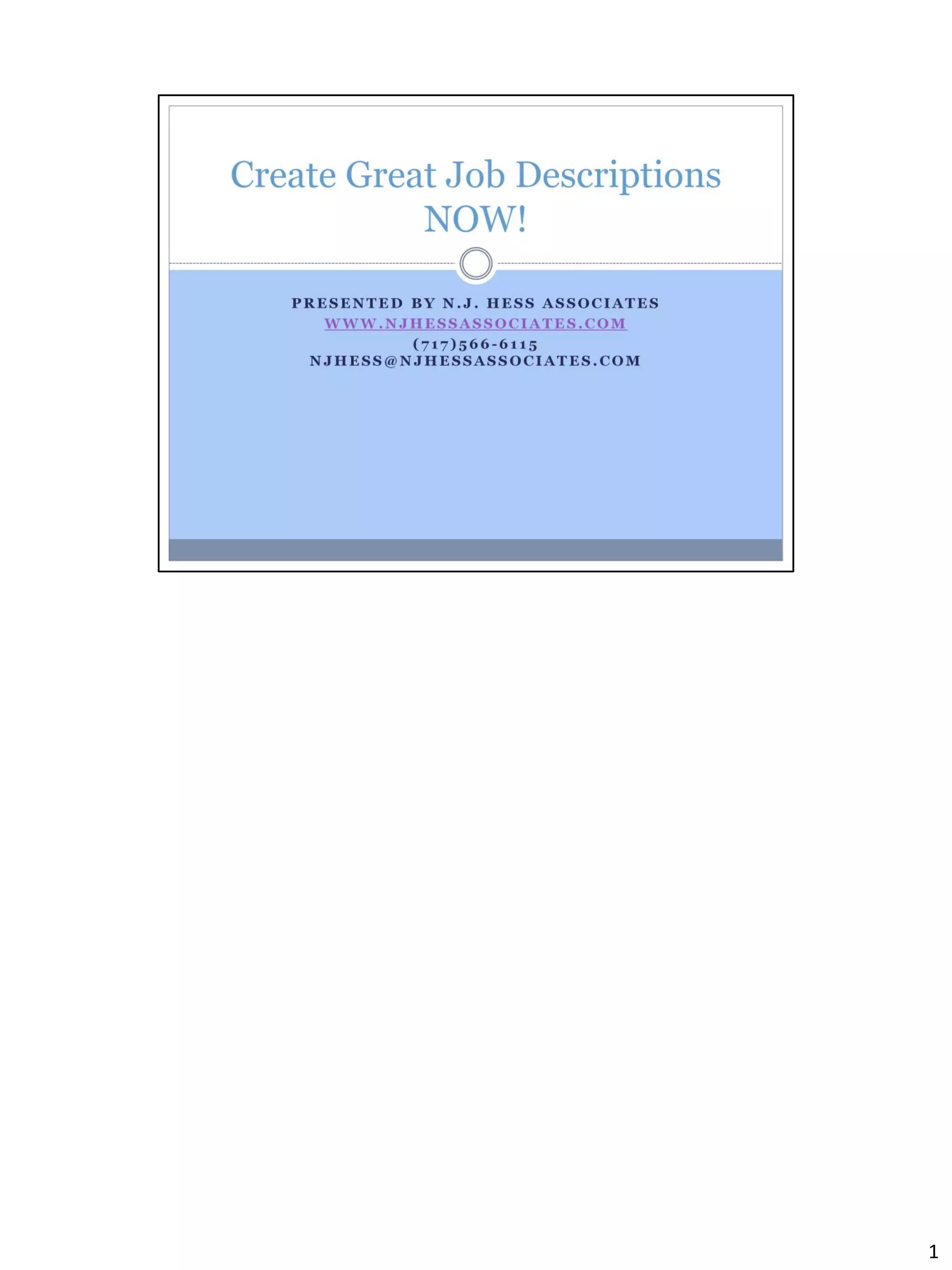Create Great Job Descriptions | PDF