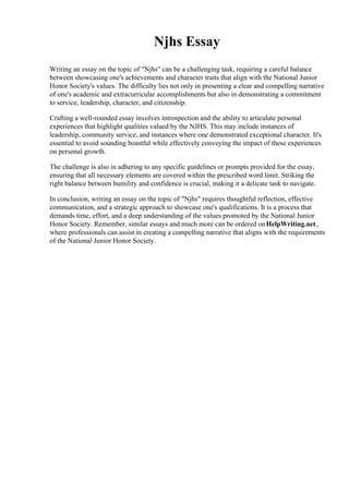 Njhs Essay | PDF