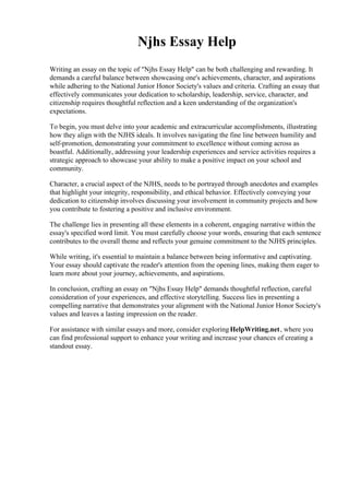 Njhs Essay Help. Edward Waters University | PDF