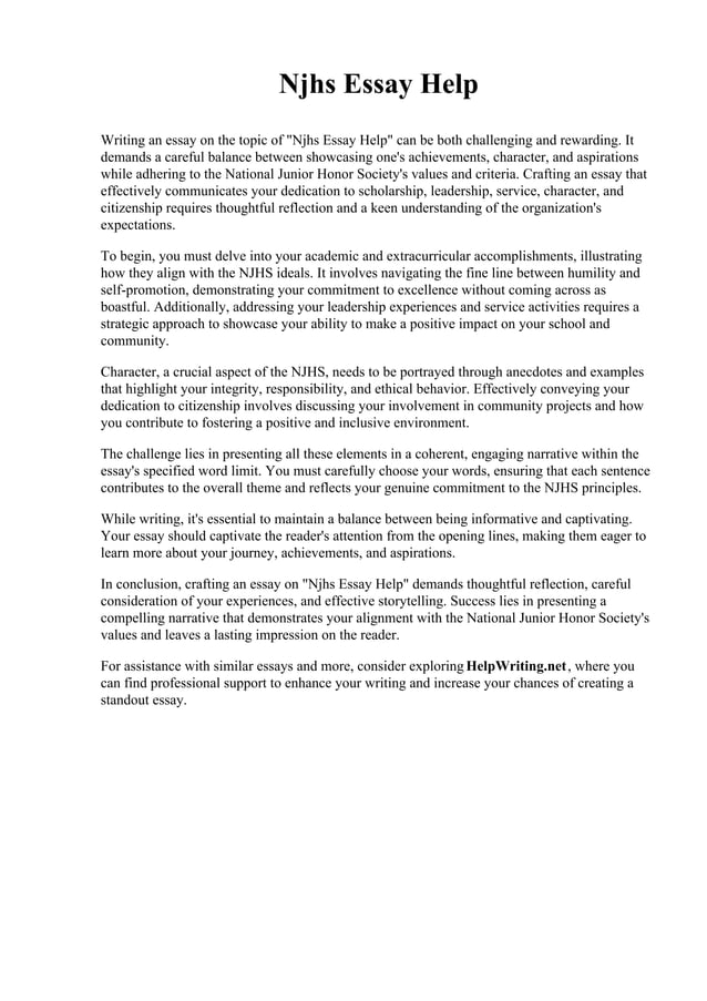 Njhs Essay Help. Edward Waters University | PDF