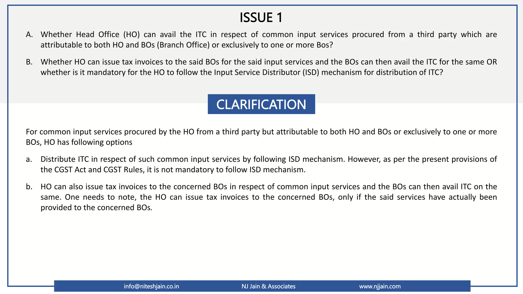 Clarification on Cross Charge & ISD | PPTX