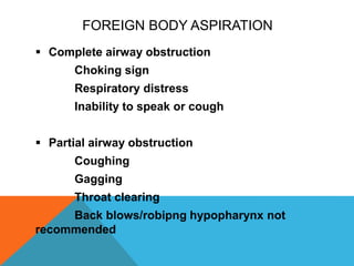 Airway obstruction with foreign bodies treatment in dental office | PPTX